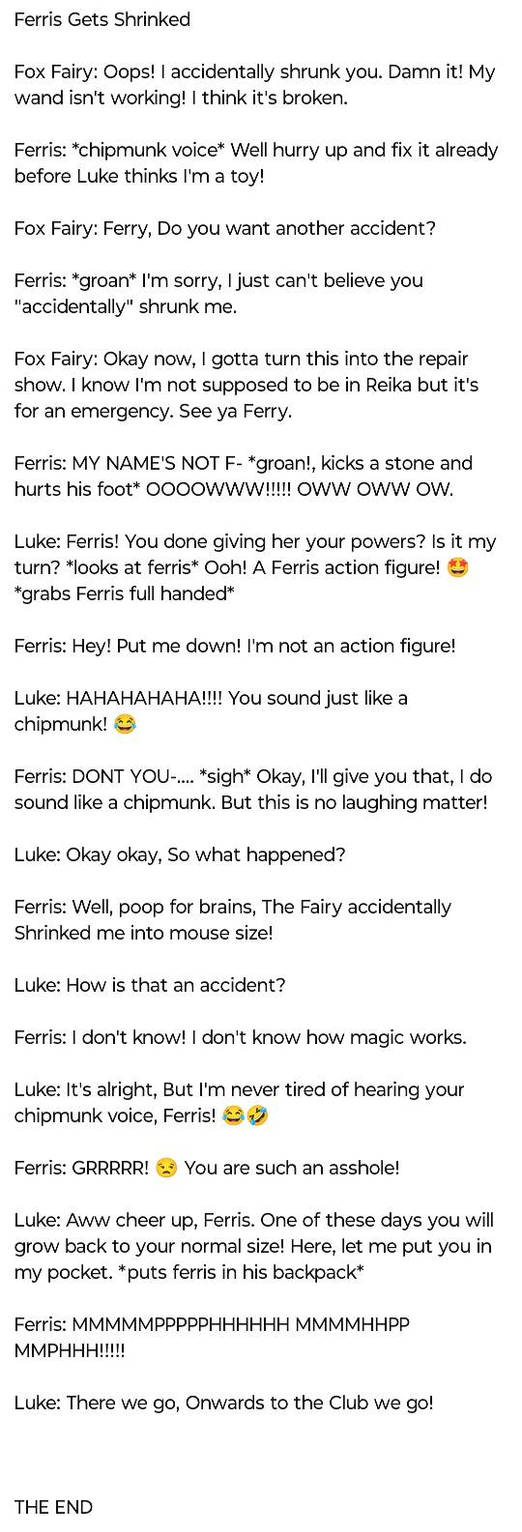 Ferris Gets Shrinked! (Ferris and Luke) by ItsMrWeasel on DeviantArt Ferris Gets Shrinked! (Ferris and Luke) by ItsMrWeasel on DeviantArt