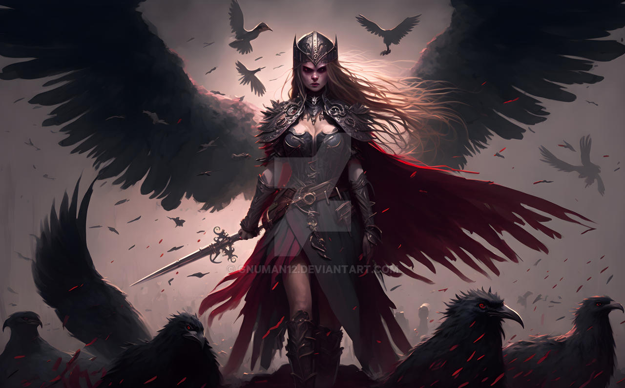 Freya And Her Ravens On The Battle Field By Gnuman12 On Deviantart