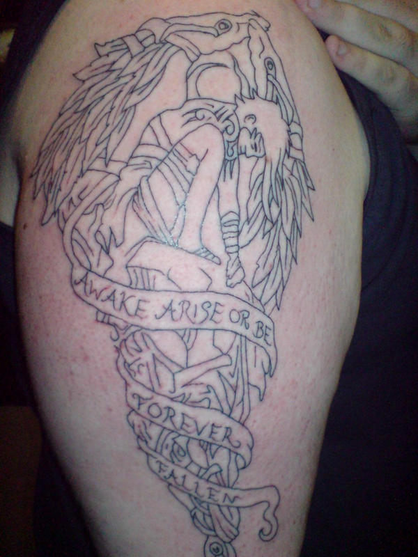 fallen angel tattoo -outline by ckay99 on DeviantArt