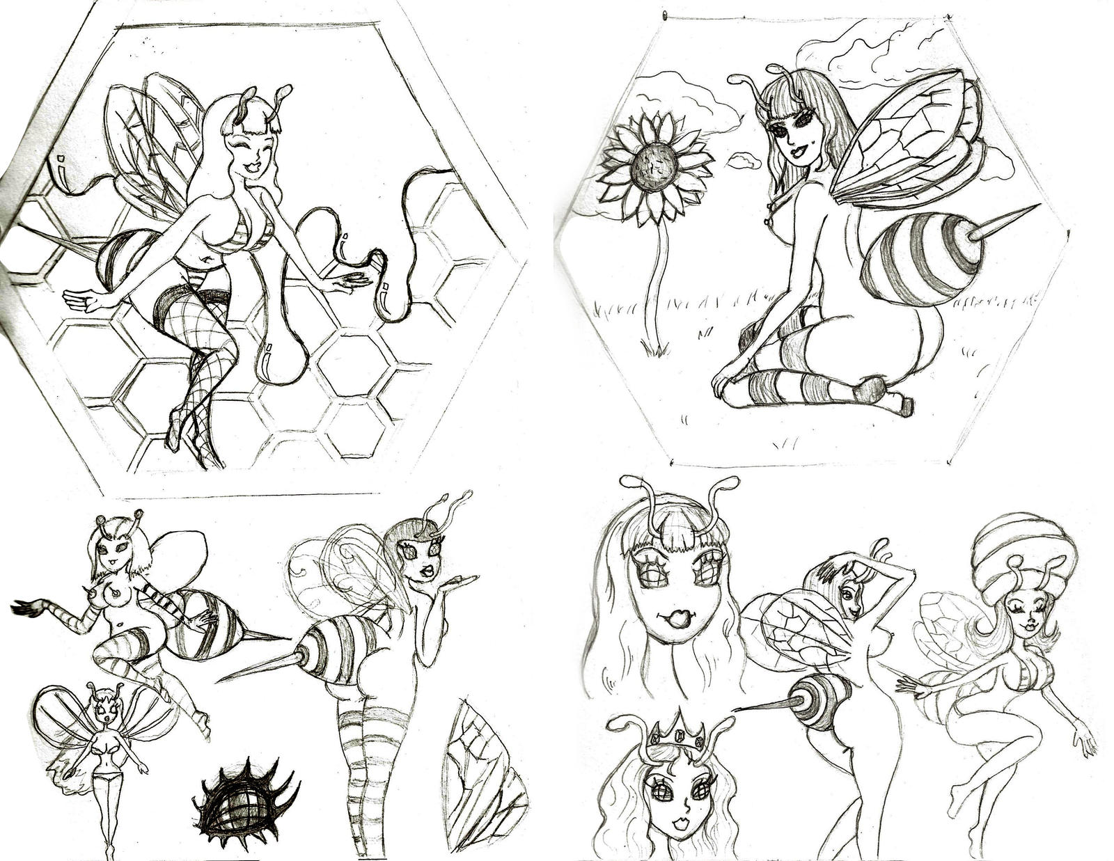 Bee Girl Sketches By Dead Tech On Deviantart