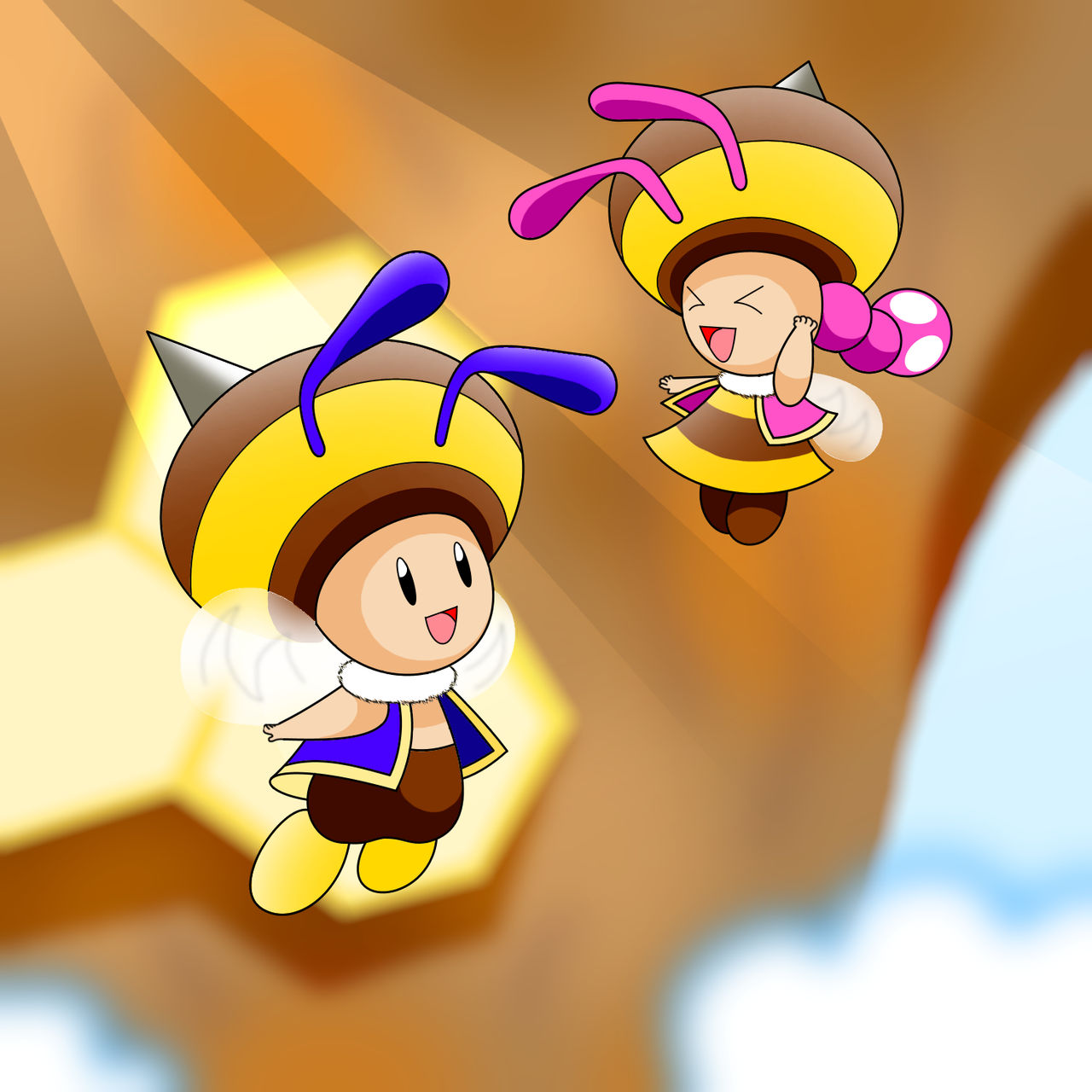 Toad And Toadette Bee Powerup By Wizenheimer2003 On Deviantart