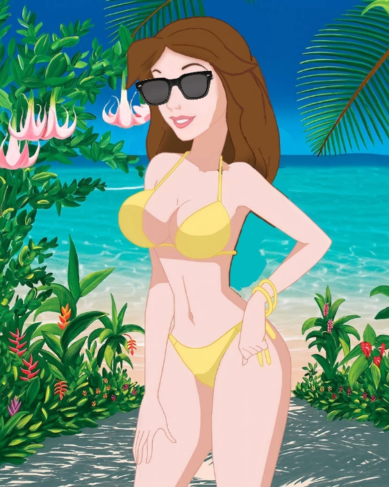 Belle In A Bikini With Sunglasses And Hair Down By Dyneal On Deviantart