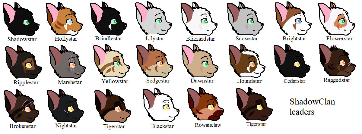 Heads Of Shadowclan Leaders By Warrior Verse Gal On Deviantart
