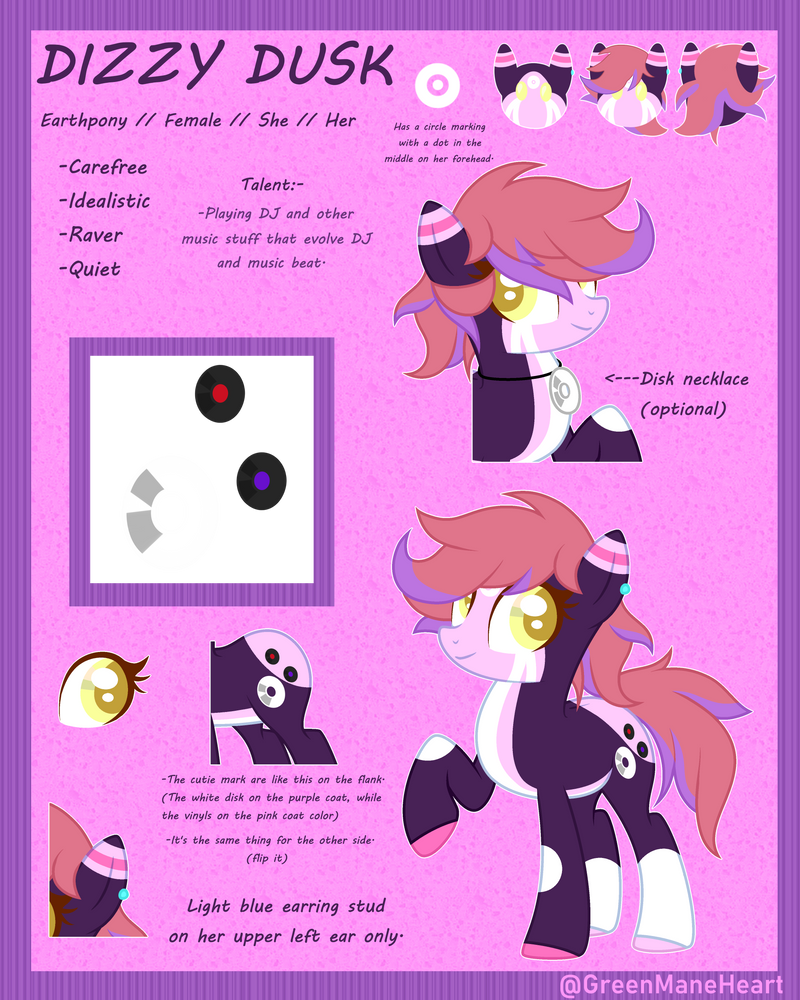Dizzy Dusk - MLP OC Ref Sheet by GreenManeHeart on DeviantArt Dizzy Dusk - MLP OC Ref Sheet by GreenManeHeart on DeviantArt