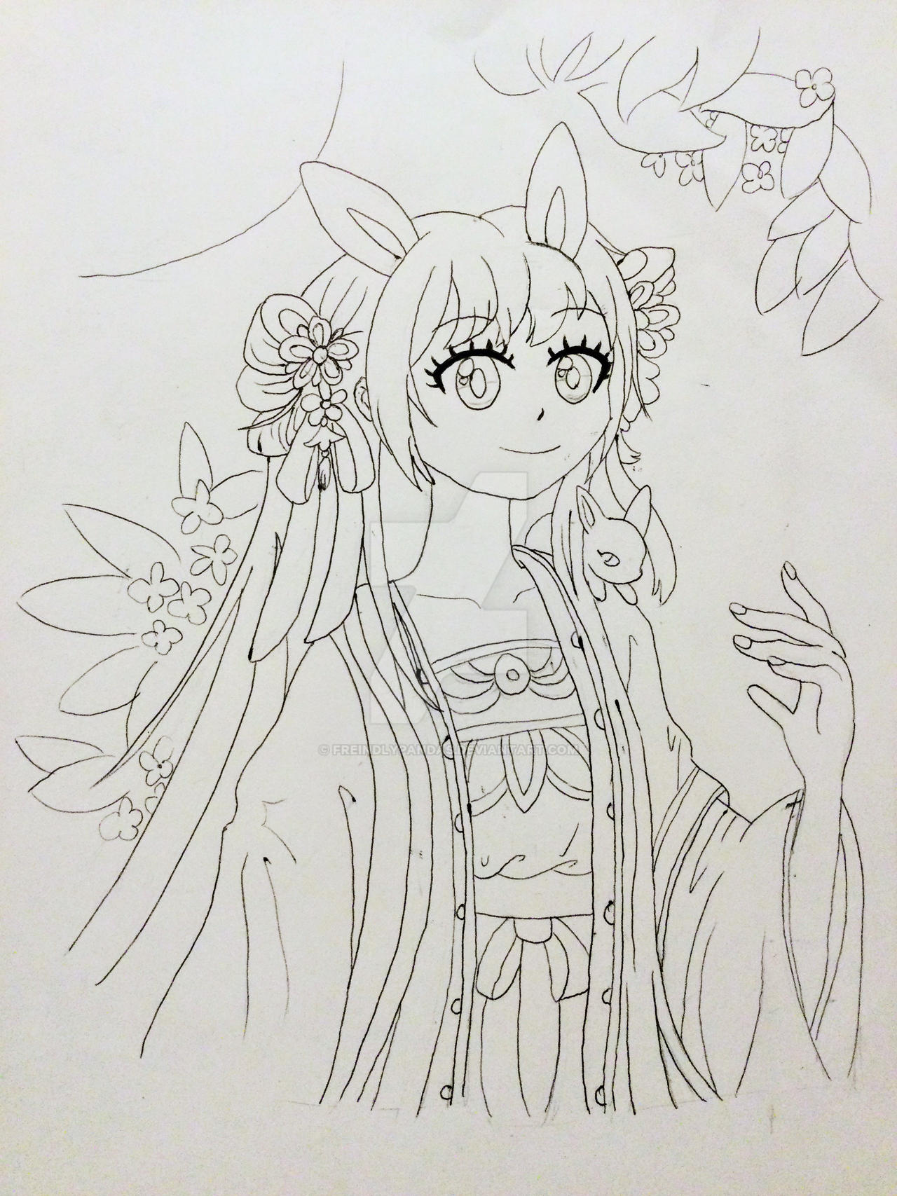 Traditional Art Anime Girl Wip By Freindlypandas On Deviantart