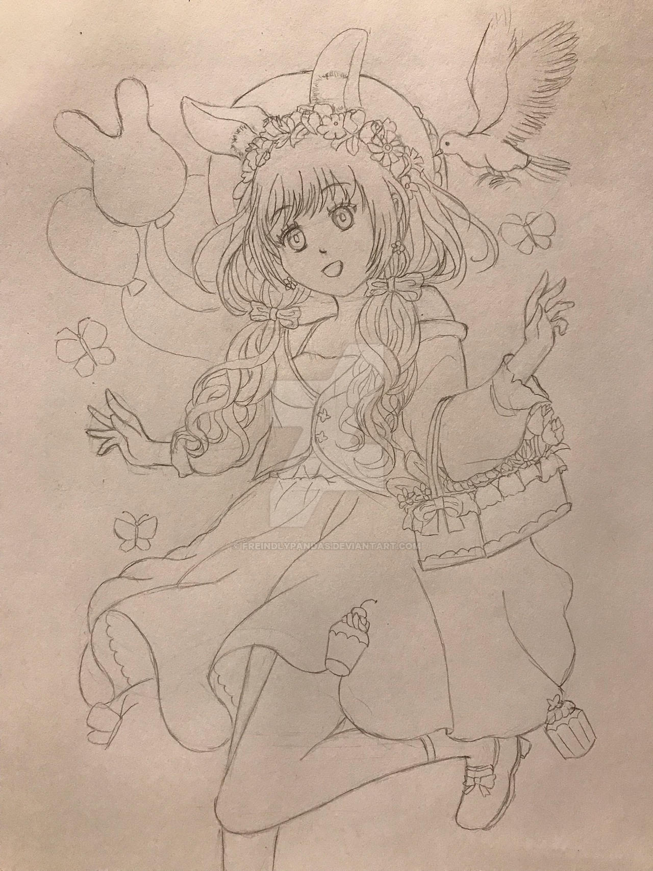 Traditional Art Anime Girl Wip By Freindlypandas On Deviantart