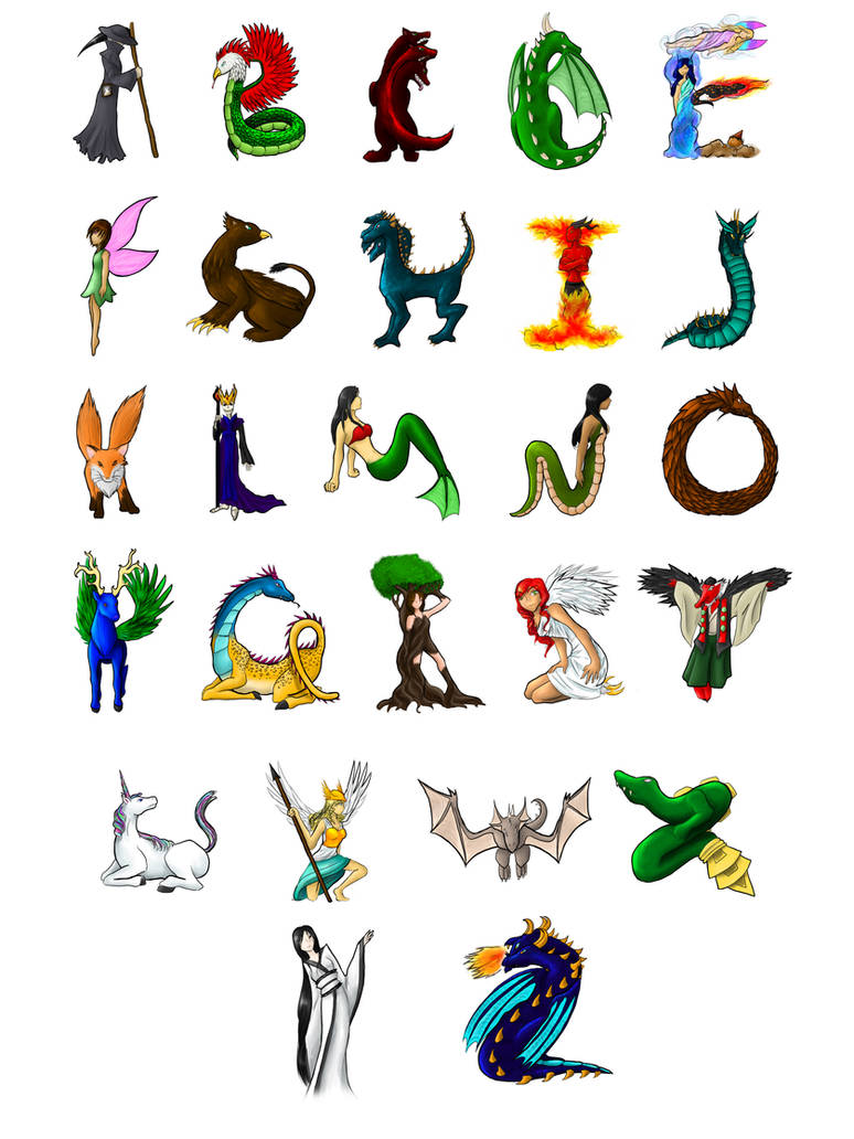 Mythological Creature Alphabet By RaspberryBananaCreme On DeviantArt mythological-creature-alphabet-by-raspberrybananacreme-on-deviantart