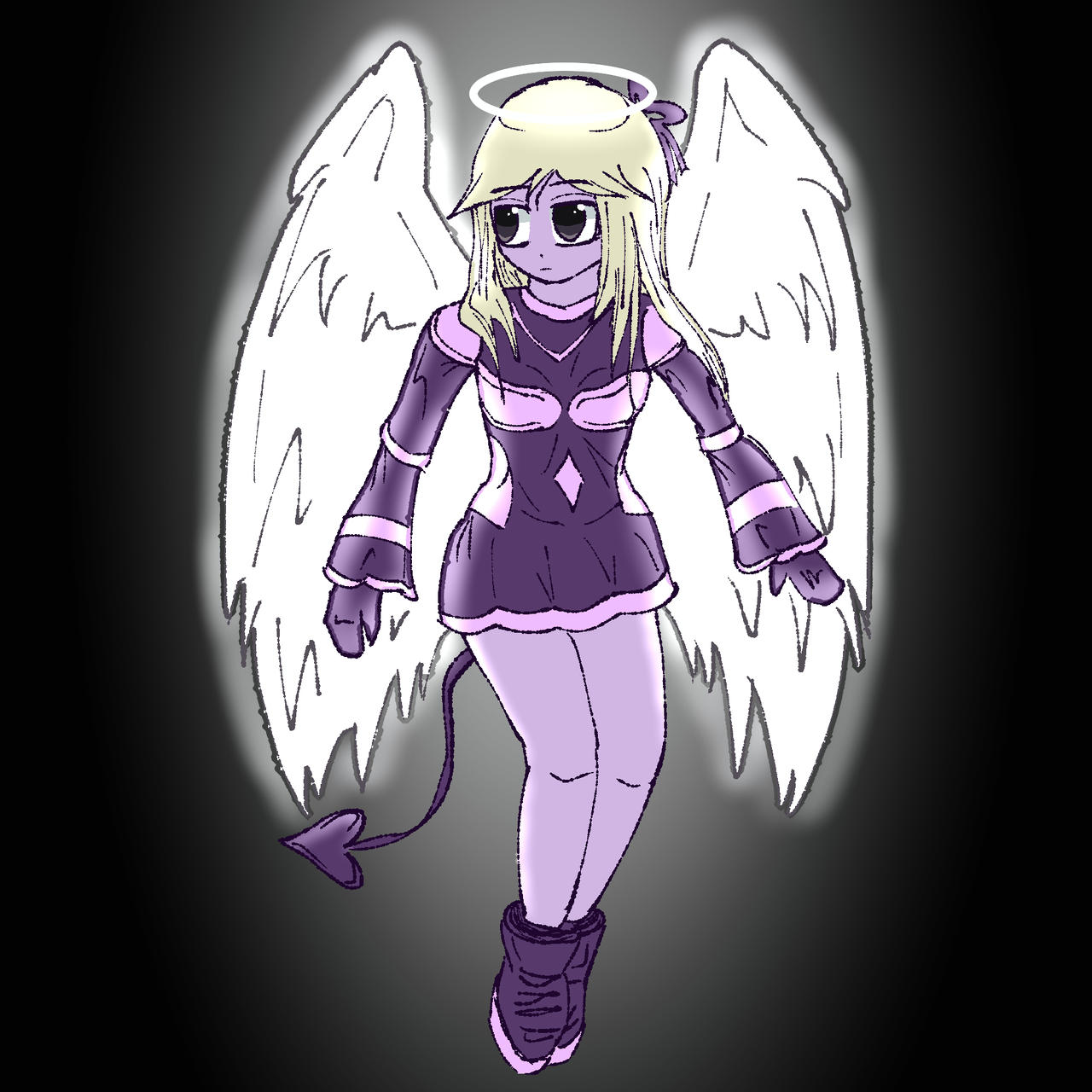 Sad Angel Devil Girl By Ratakun On Deviantart