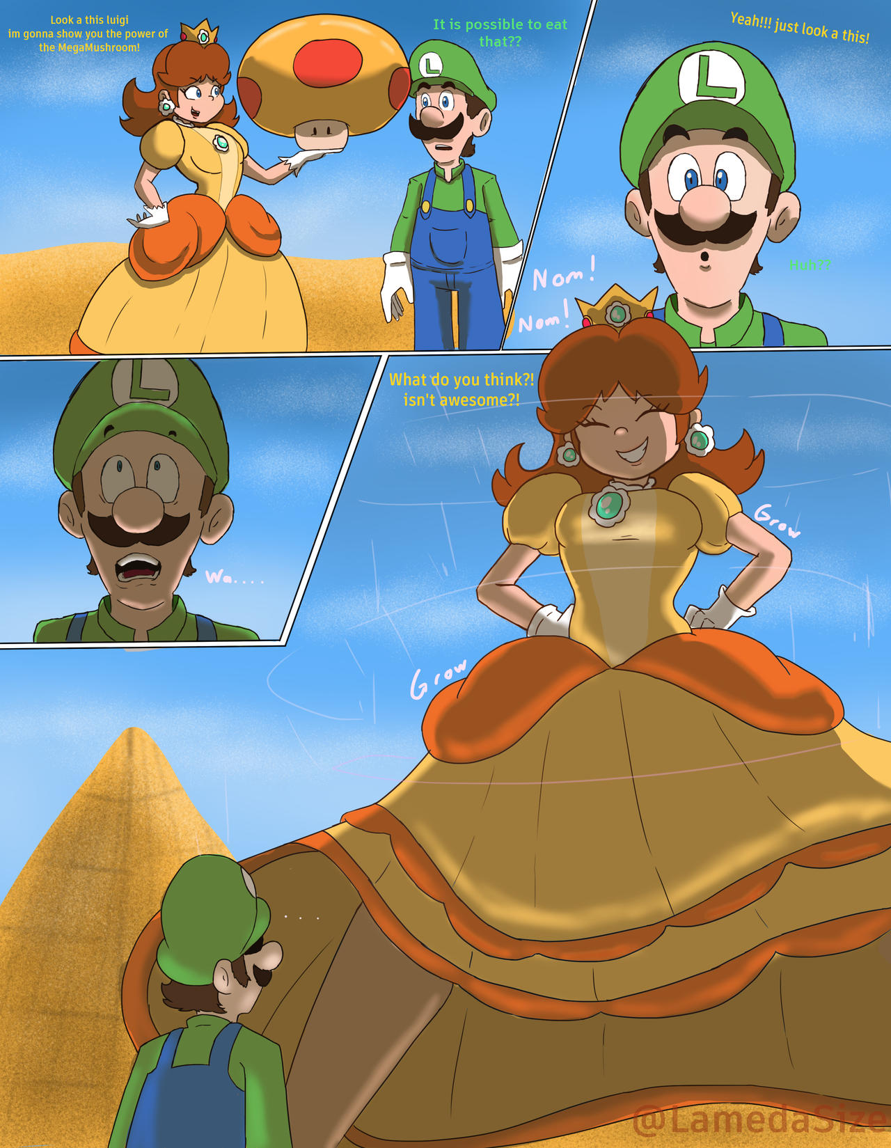 Daisy Shows Luigi The Mega Mushroom By Lamedasize On Deviantart