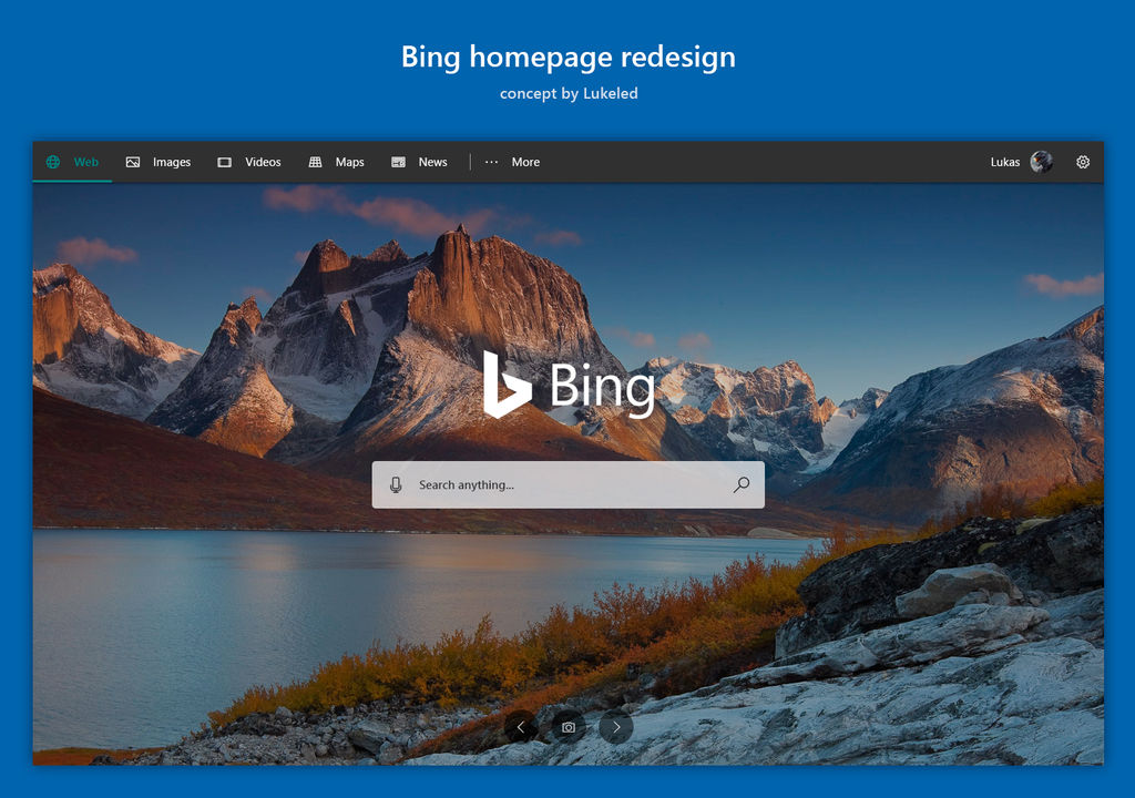 Bing homepage redesign by lukeled on DeviantArt Bing homepage redesign by lukeled on DeviantArt