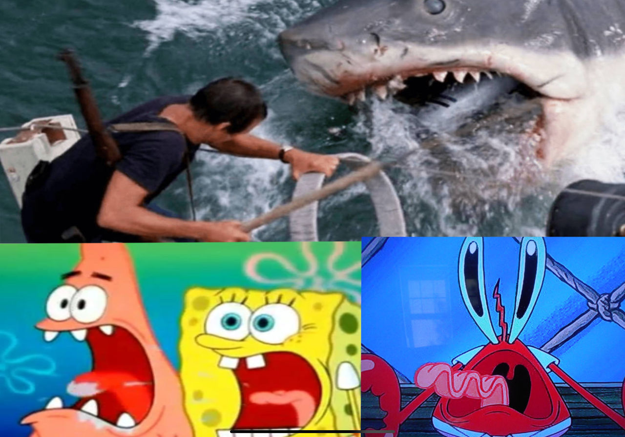 Spongebob Mr Krabs And Patrick Scared Of Jaws By Xxisaacramirez2007xx