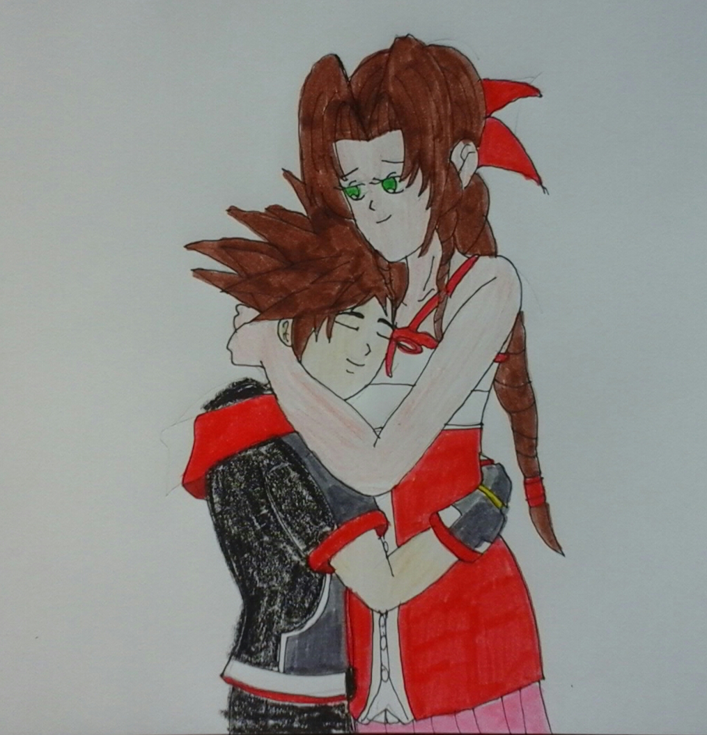 Sora Hugging Aerith By Mavhunterj17 On Deviantart