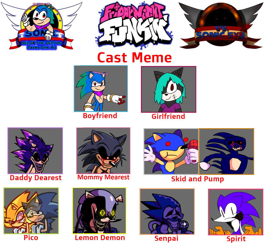 FNF Cast Meme - Sonic.Exe Saved!Sink Edition by RainbowSans15 on DeviantArt FNF Cast Meme - Sonic.Exe Saved!Sink Edition by RainbowSans15 on DeviantArt