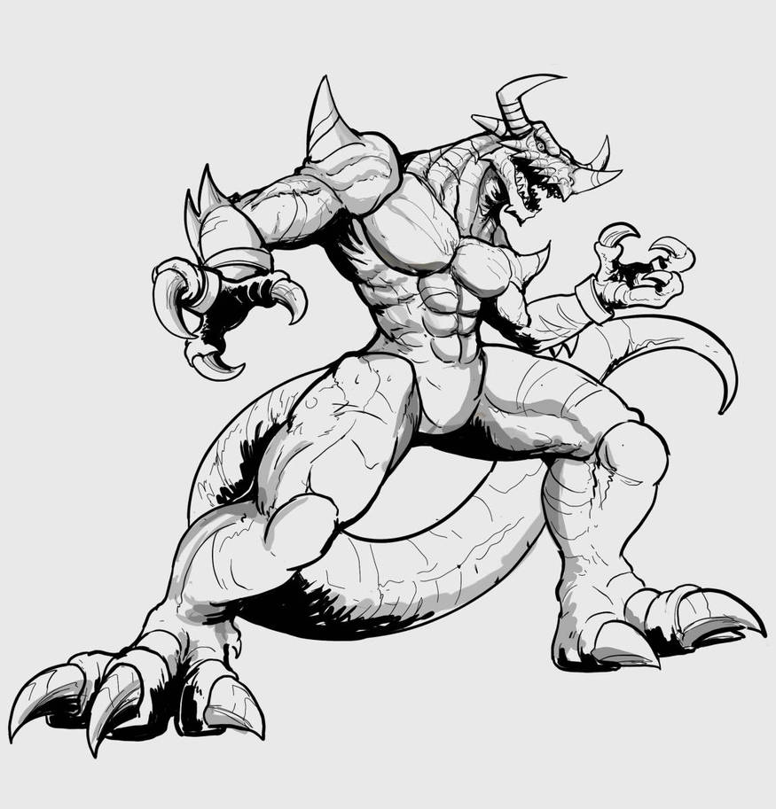 Commission Geogreymon Lineart By Gabe Tke On Deviantart