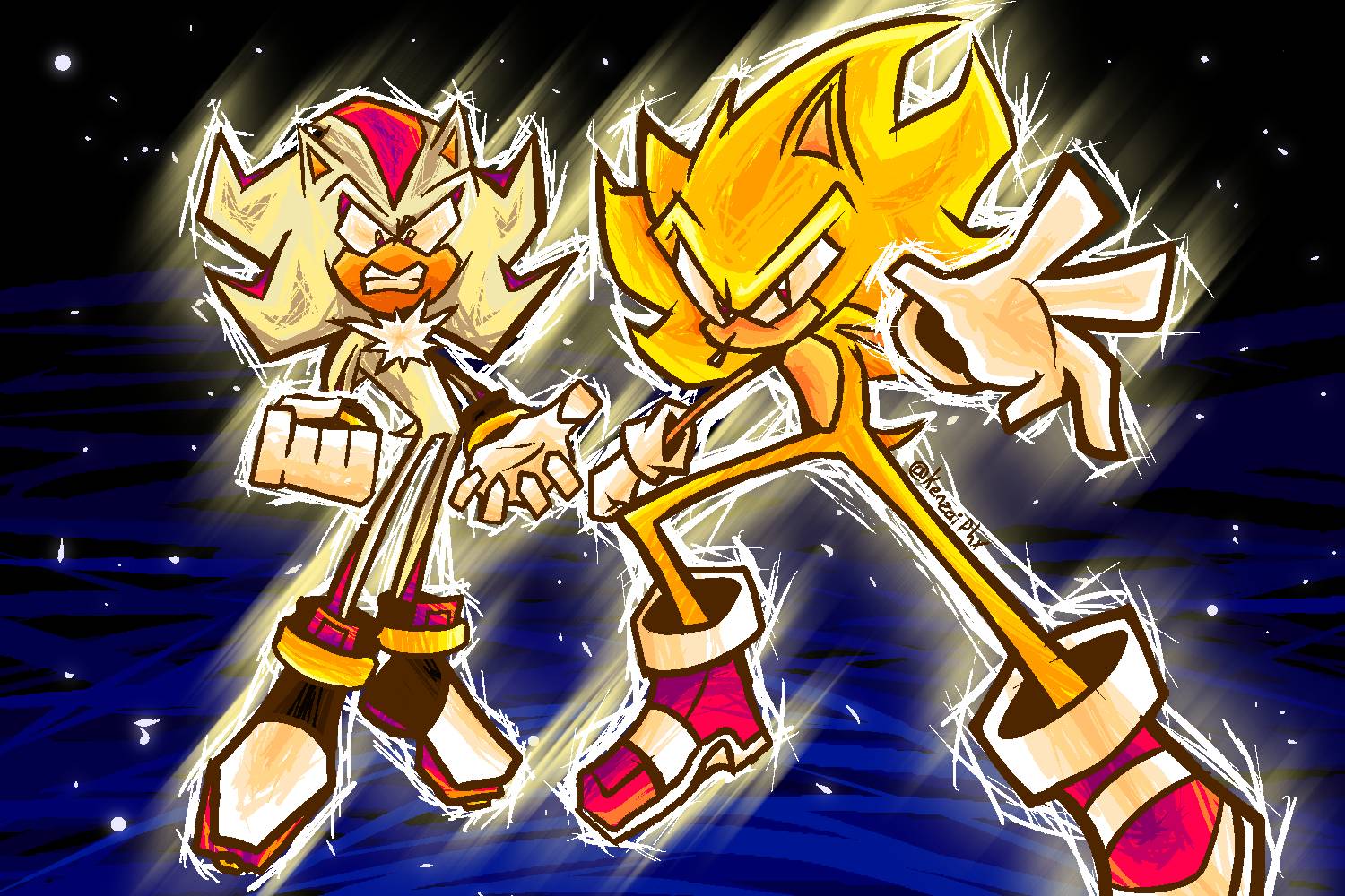 Super Sonic And Super Shadow Fan Art By Kenzaiphx On Deviantart
