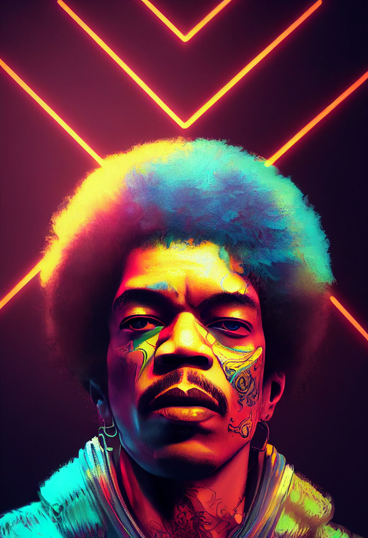 Jimi Hendrix In Cyberpunk Style By Cryptograf7 On Deviantart