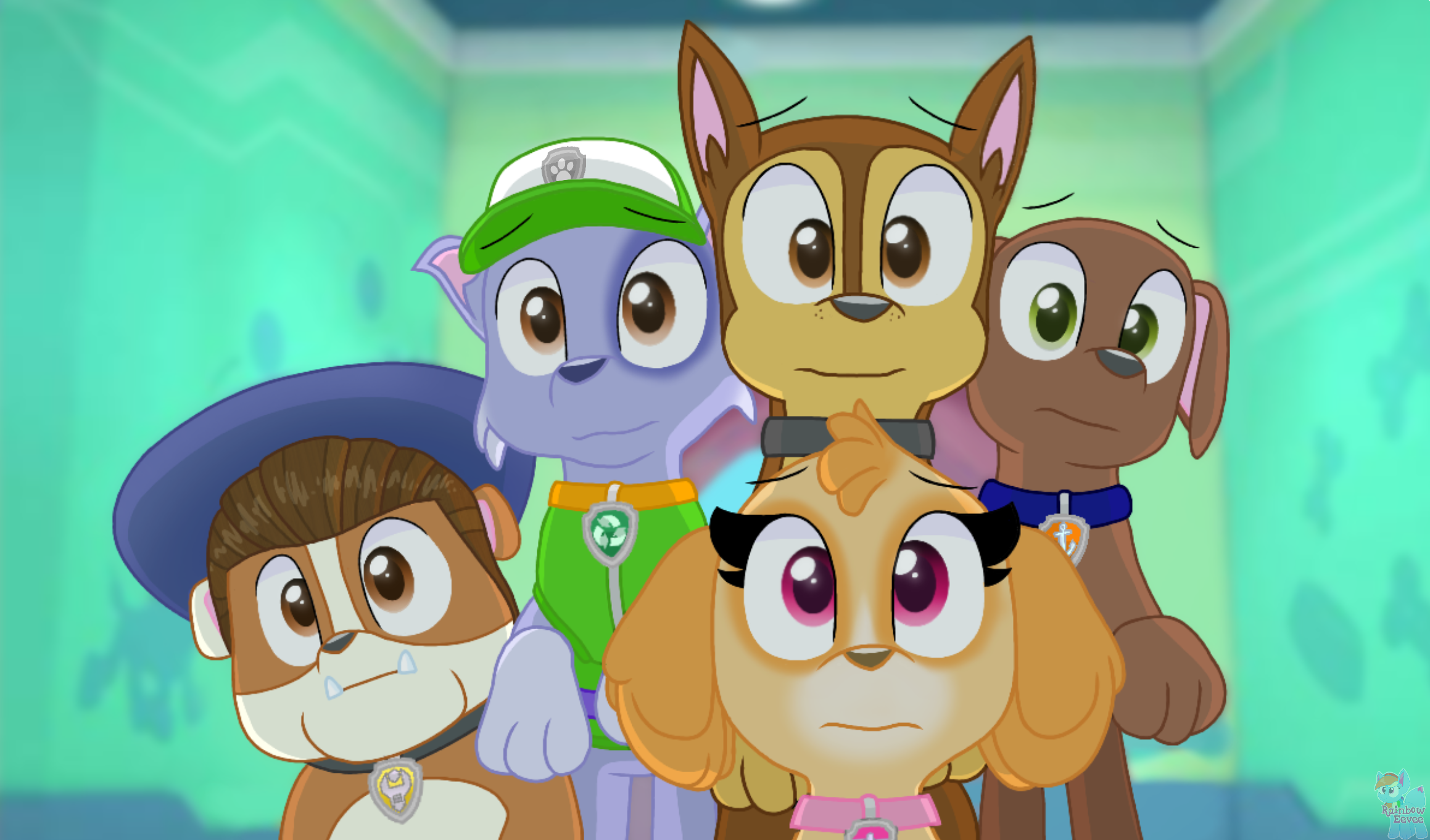 Paw Patrol Rubble Rocky Chase Skye Zuma By Rainboweevee Da On Deviantart