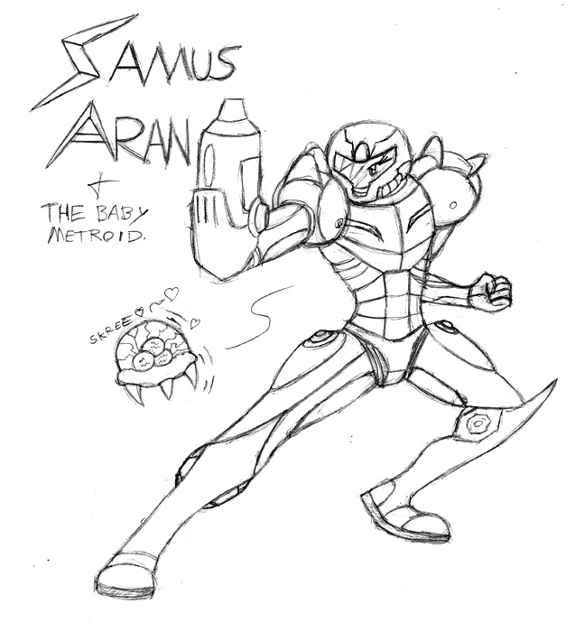 Samus and the Baby Metroid by Cartoon-Eric on DeviantArt