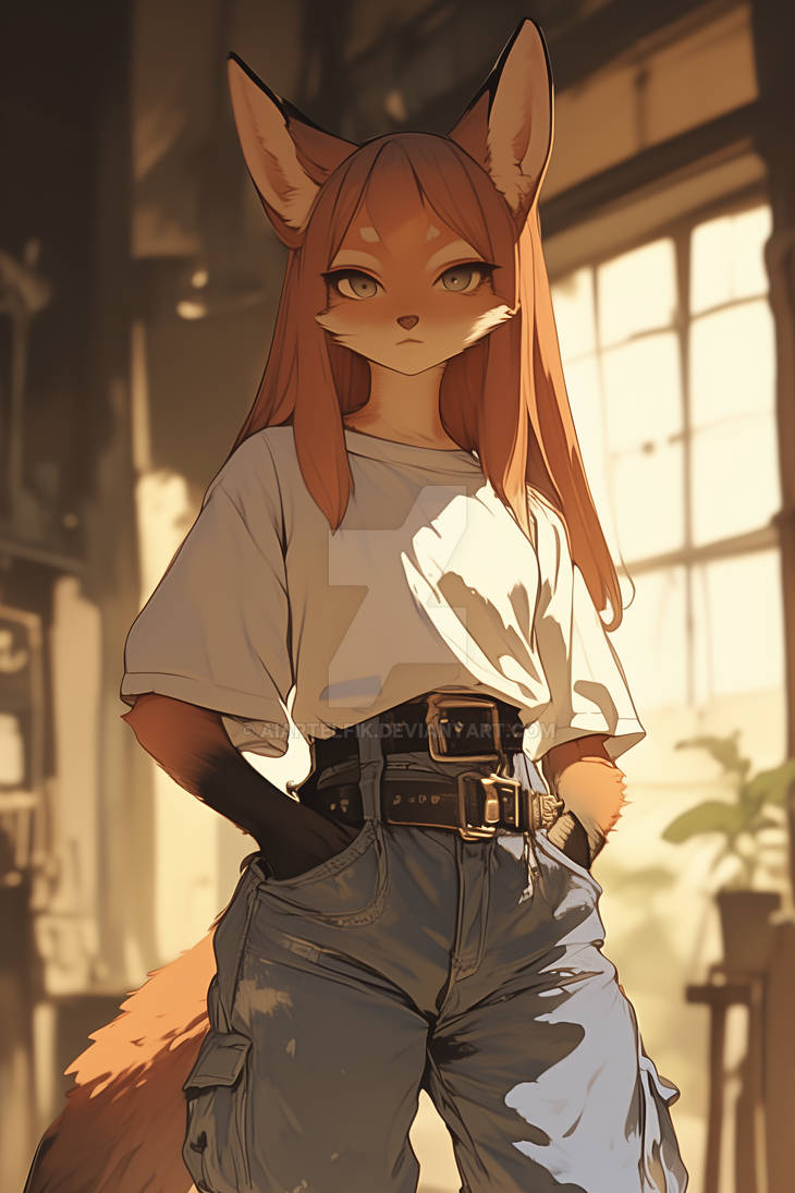 Amainjio A Female Anthro Fox Wearing Baggy Jeans A By Aiartelfik On Deviantart