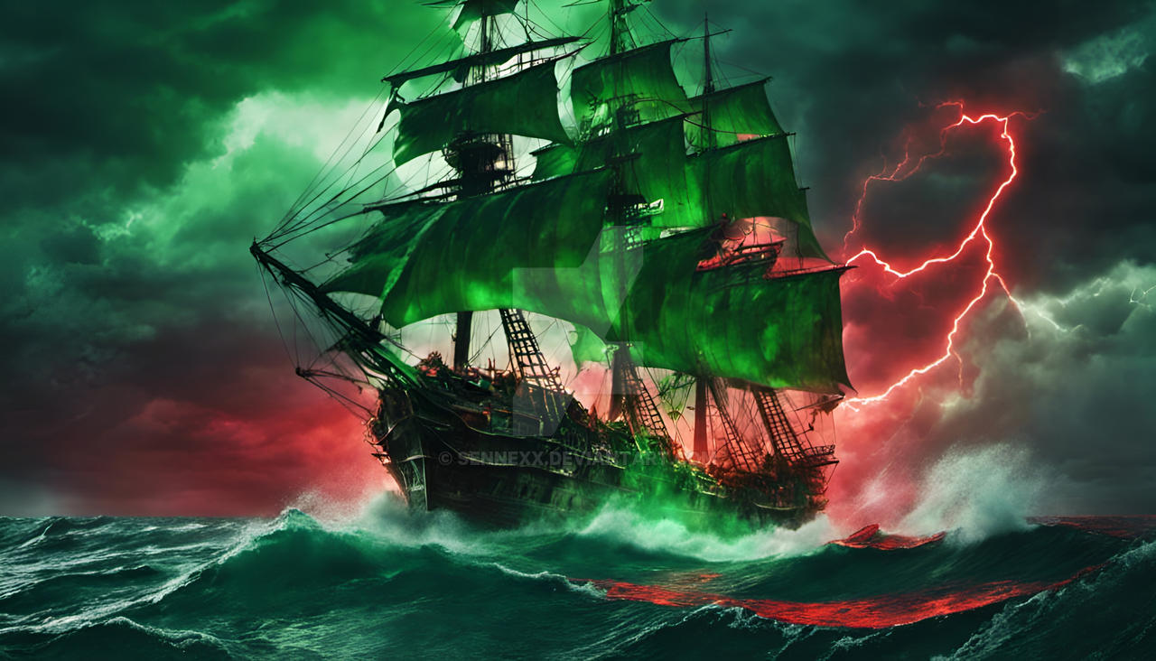 Pirate Ship At Stormy Sea Wallpaper By Sennexx On Deviantart