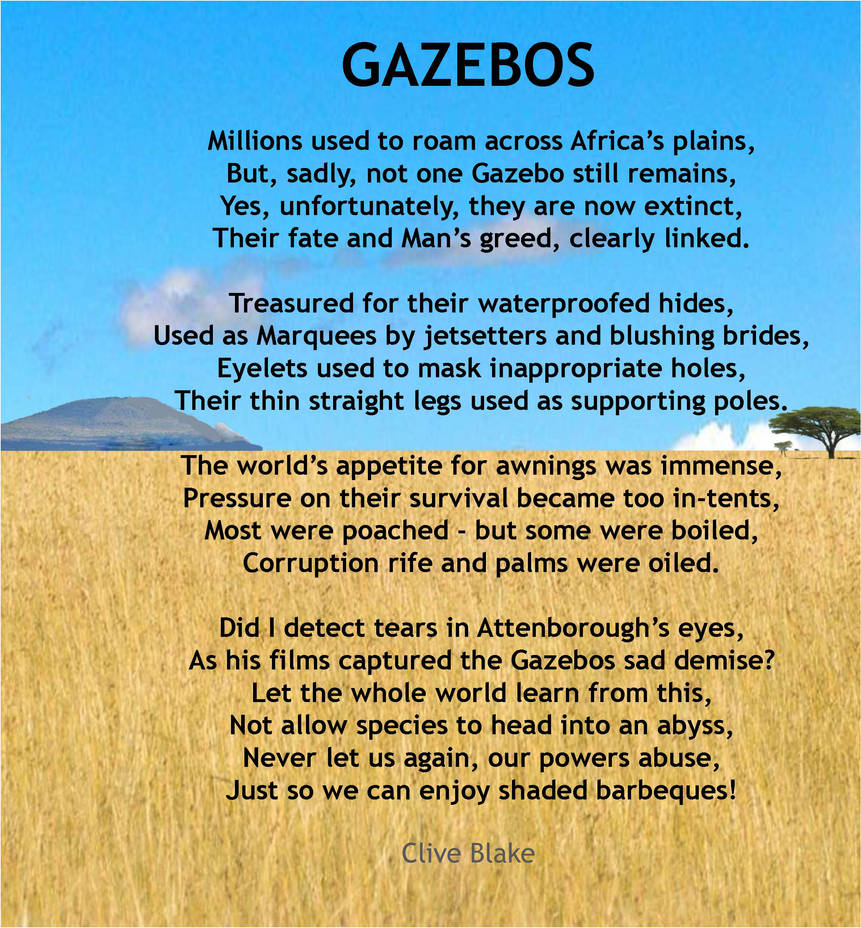 Eco Poem -Gazebos +bord -Eco Poetry by Clive Blake by CliveBlake on ... Eco Poem -Gazebos +bord -Eco Poetry by Clive Blake by CliveBlake on ...