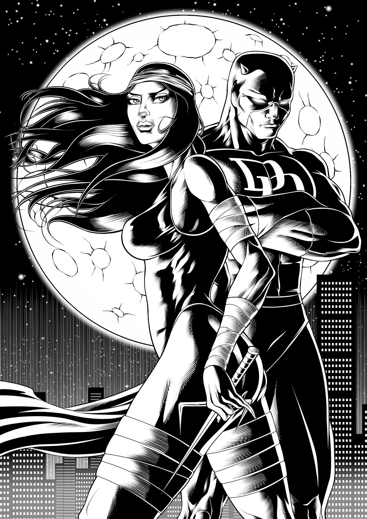 Daredevil And Elektra Inks By Judgejerry On Deviantart