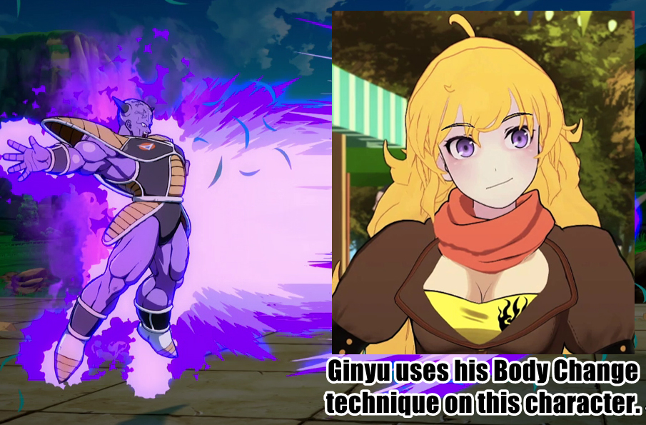 Ginyu swaps bodies with Yang Xiao Long by Kusuri-Shibata on DeviantArt Ginyu swaps bodies with Yang Xiao Long by Kusuri-Shibata on DeviantArt