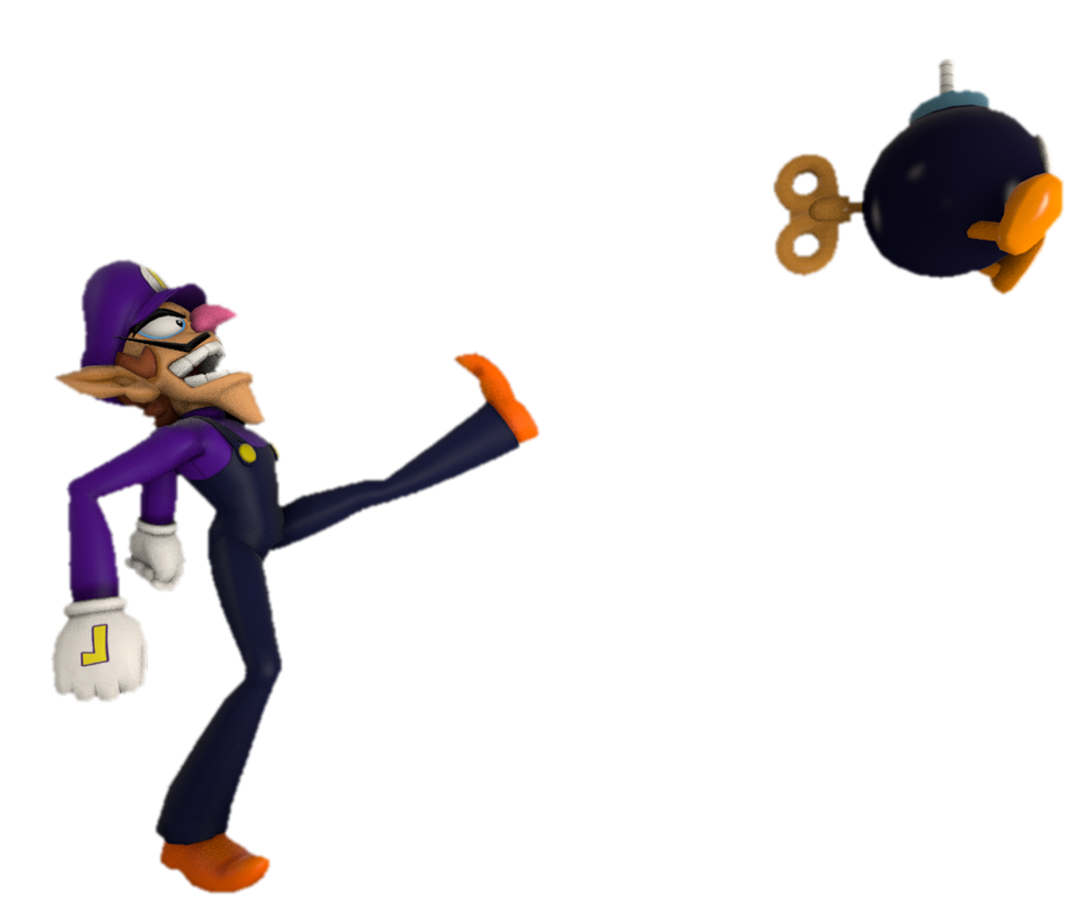 Plumber Waluigi kicking a bob-omb by TransparentJiggly64 on DeviantArt Plumber Waluigi kicking a bob-omb by TransparentJiggly64 on DeviantArt