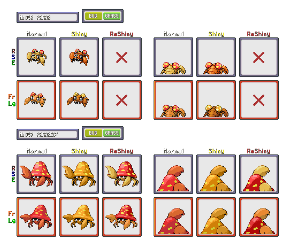Shiny Recolour Paras Line Gen 3 By Shinydexproject On Deviantart