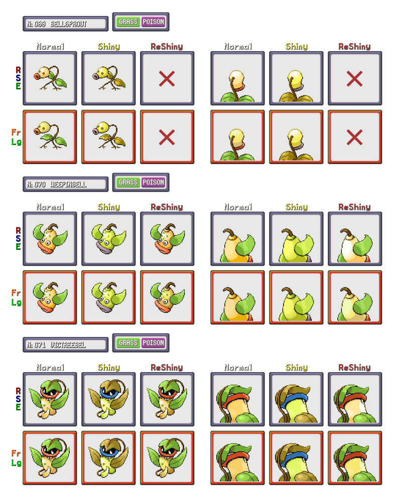 Shiny Recolour Bellsprout Line Gen 3 By Shinydexproject On Deviantart