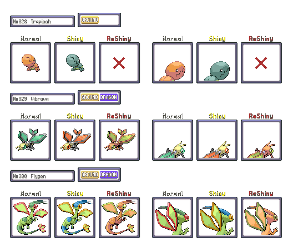 Shiny Recolour Trapinch Line Gen 3 By Shinydexproject On Deviantart