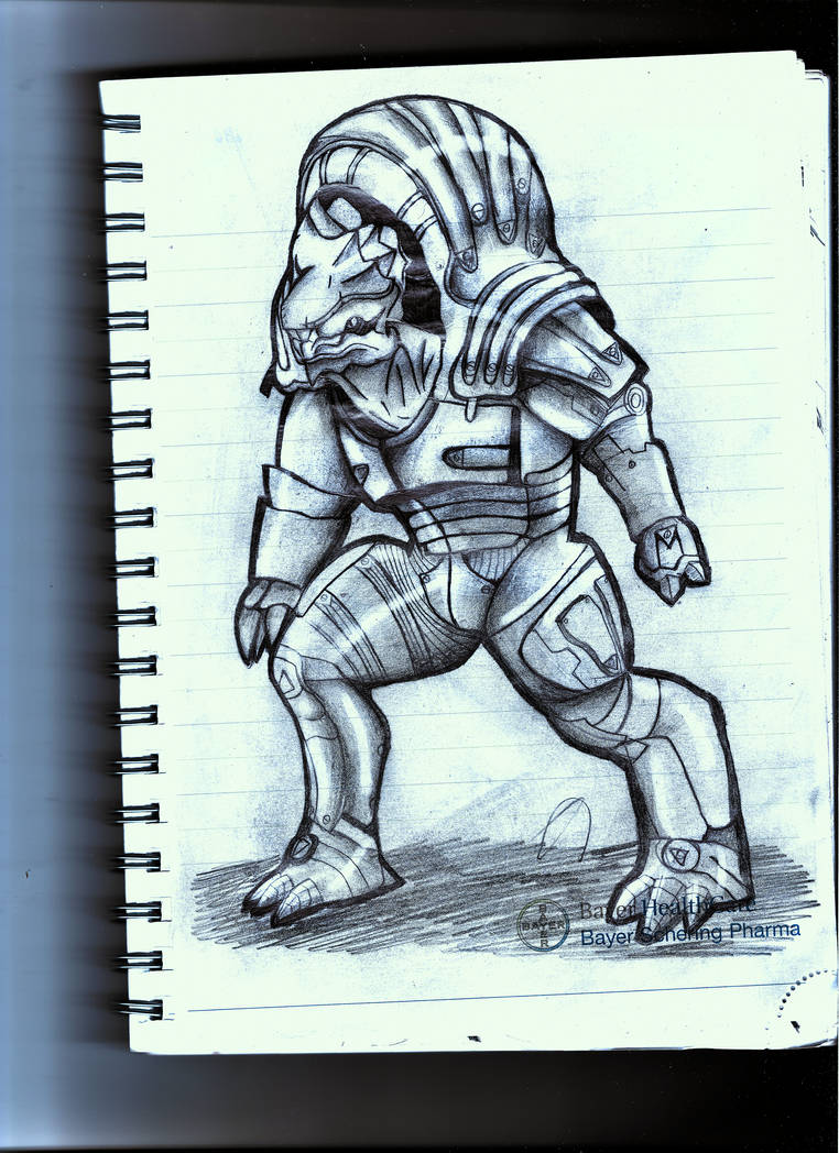 Mass Effect ~ Wrex Charging By Hellbutterfly22 On Deviantart