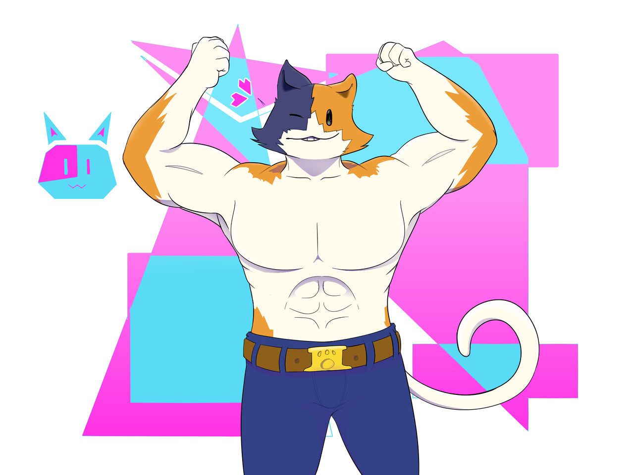 Meowscles W Background By Keysquid On Deviantart