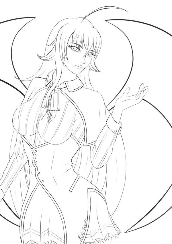 Rias Gremory Lineart By Fidedraws On Deviantart