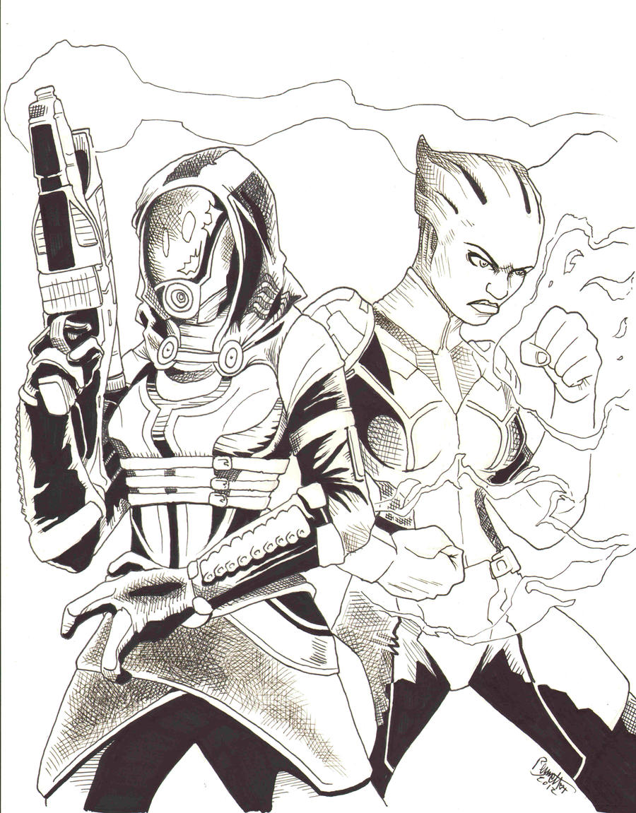 Mass Effect Line Art By Artistjerrybennett On Deviantart