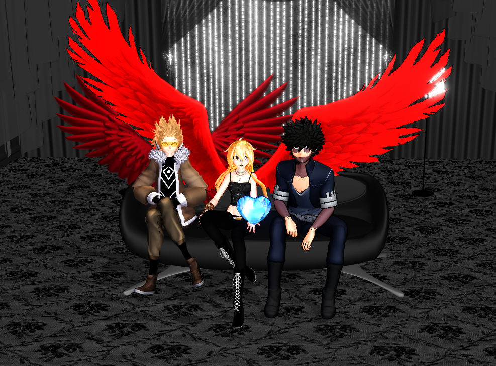 Tda Mmd Hawks And Dabi With Their Daughter Jinx By Mangle Foxcian On Deviantart