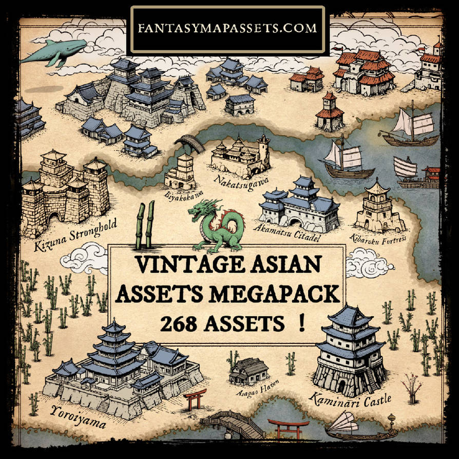 Asian Assets Megapack Vintage Fantasy Map Assets By Atypikk01 On Deviantart