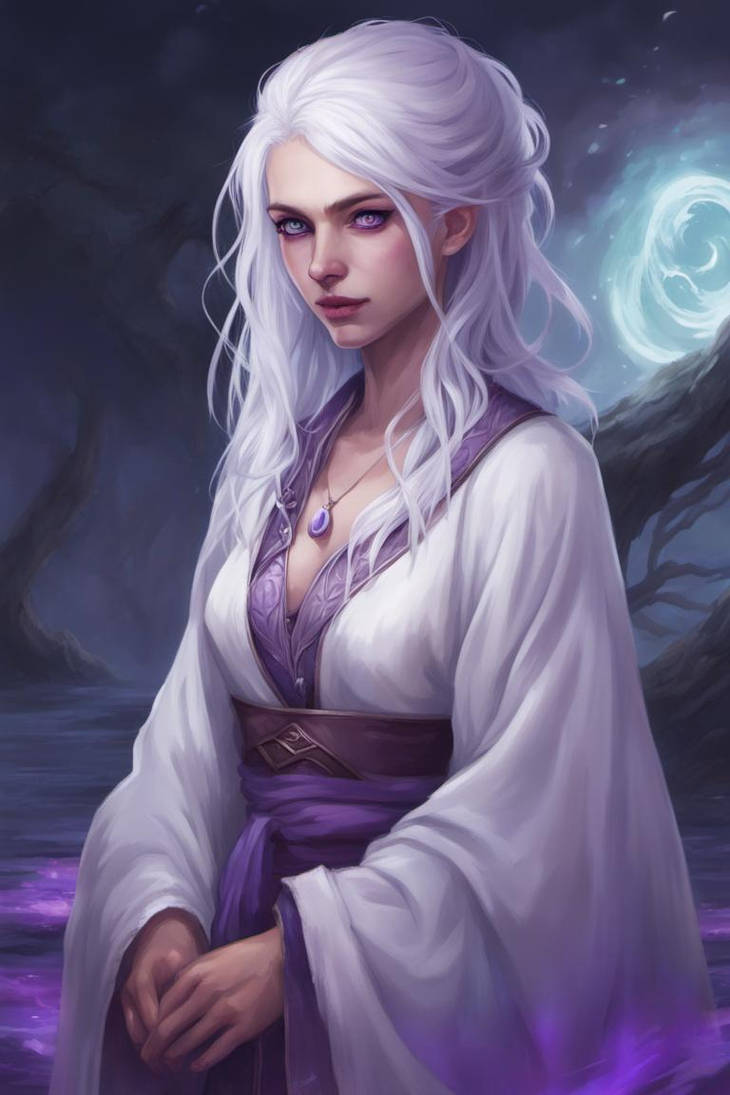 Female White Hair Purple Eyes Night Water By Forsaken1171 On Deviantart