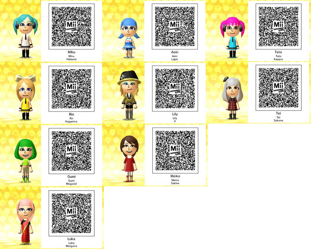 Tomodachi Life Vocaloid And Utau Qr Codes By Unicornyokai On Deviantart