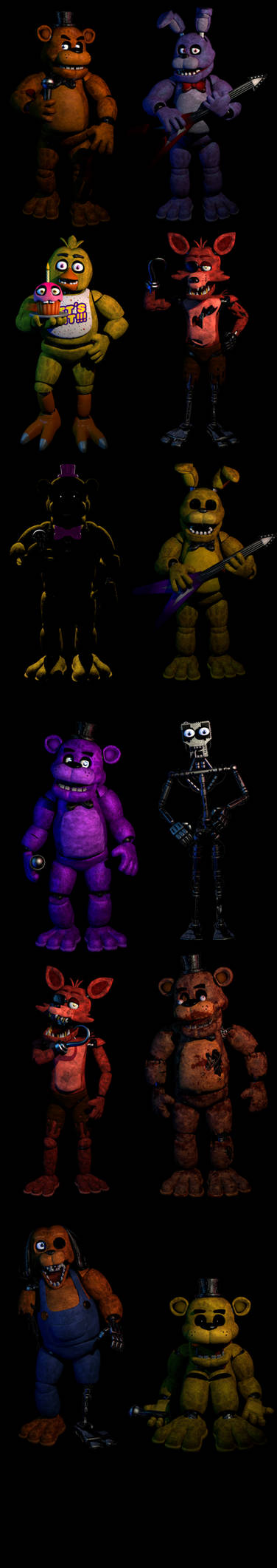 Fnaf 1 Ucn Mugshots Full Body Renders Plus Fanmade By Basilisk2002 On