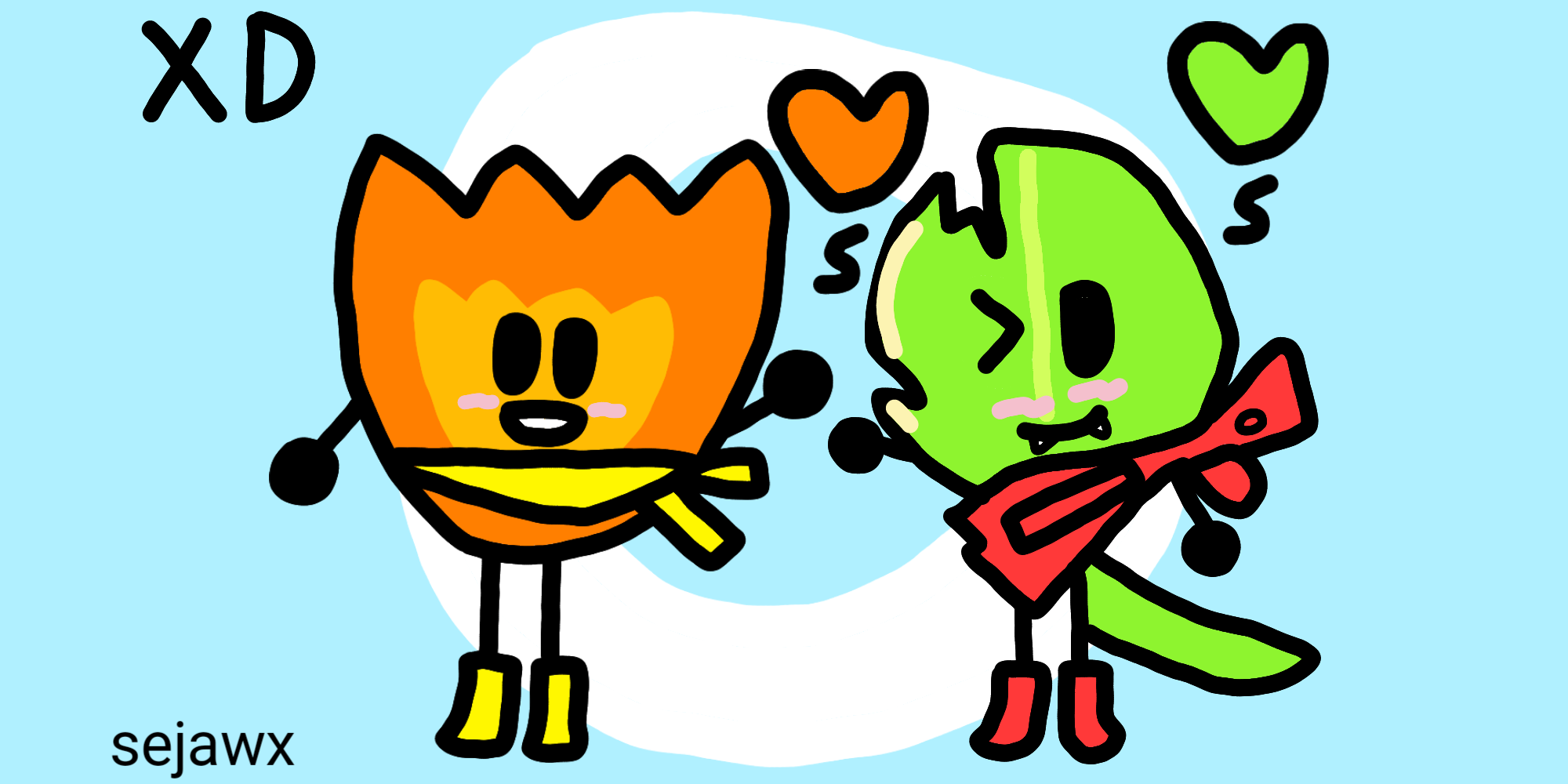 Bfbbfdi Firey X Leafy Memeart Style By Sejawx On Deviantart