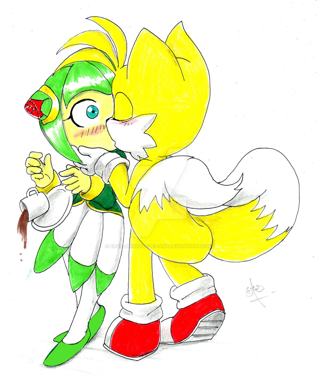 Surprise Kiss Tails And Cosmo By Eros Aristoteles Art On Deviantart