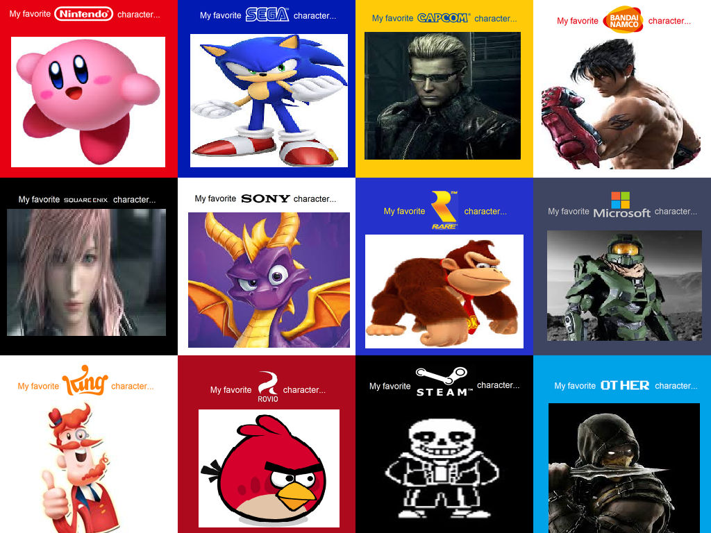 My Favorite Gaming Company Characters Meme by hicbar on DeviantArt My Favorite Gaming Company Characters Meme by hicbar on DeviantArt
