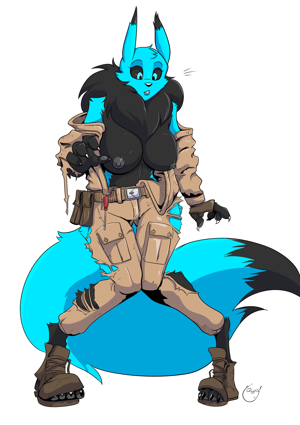 Rule 34 Anthro Bandai Namco Black Body Black Fur Blue Body Blue Eyes