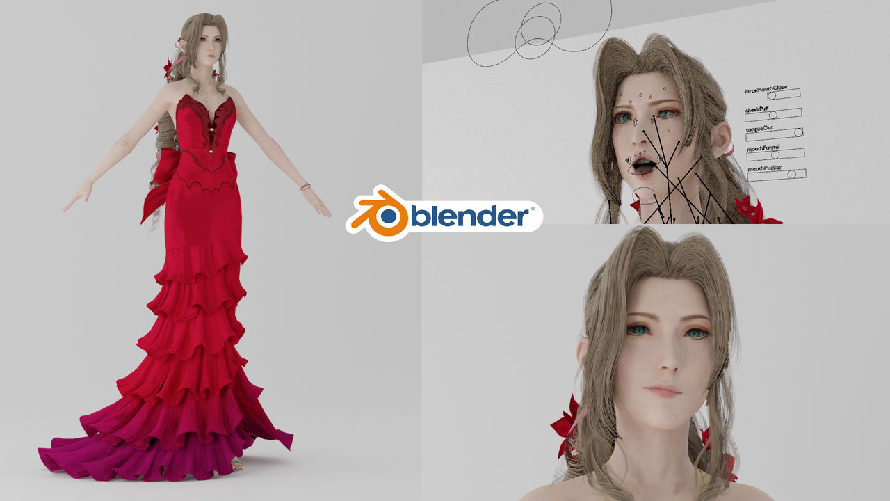 Aerith Gainsborough 3d Model Blender By Plakomusic On Deviantart