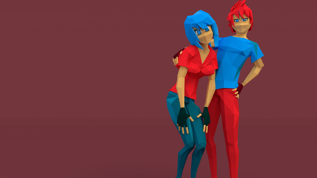 Lets Poly Low Poly Anime Male And Anime Female 2 By Dustinnb On Deviantart