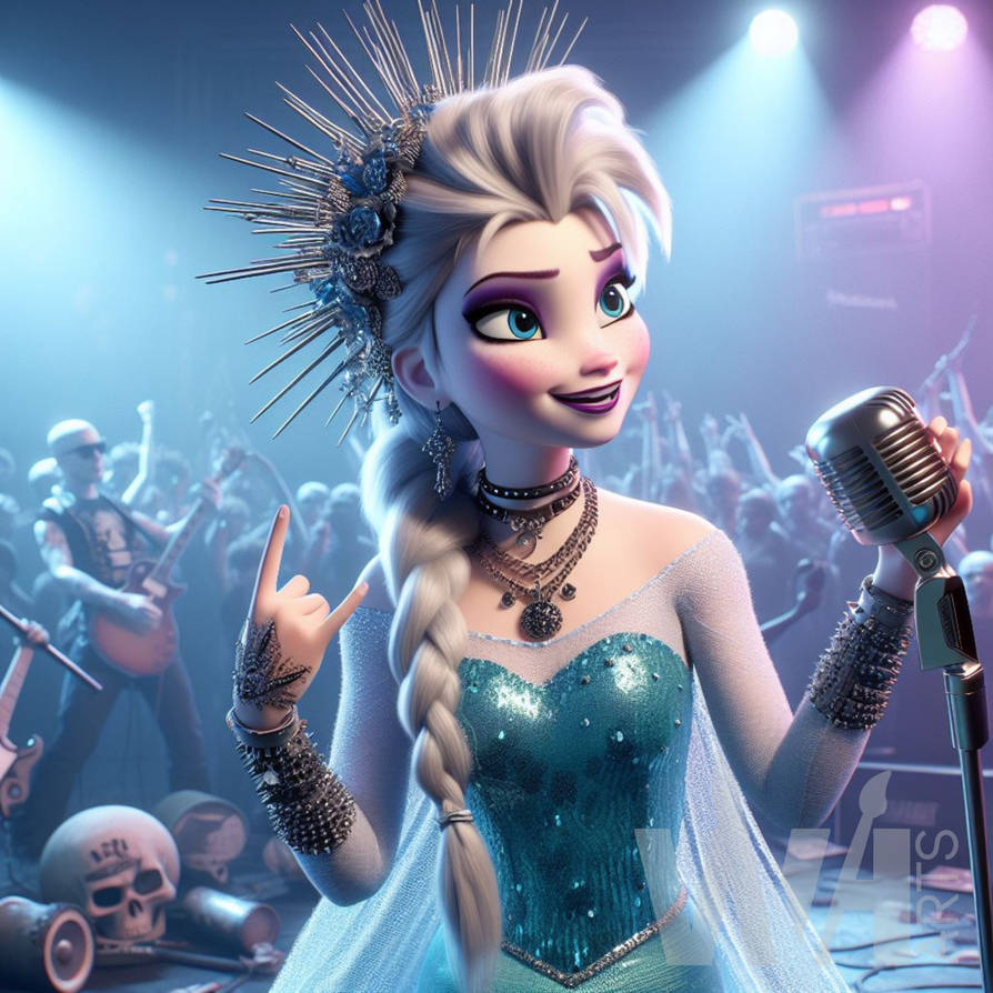 Elsa Taking The Spotlight As A Punkrocker By Wvharts On Deviantart