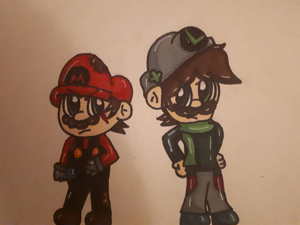 The Bros Murderer Mario And Lucky Luigi By Murderermariocookie On