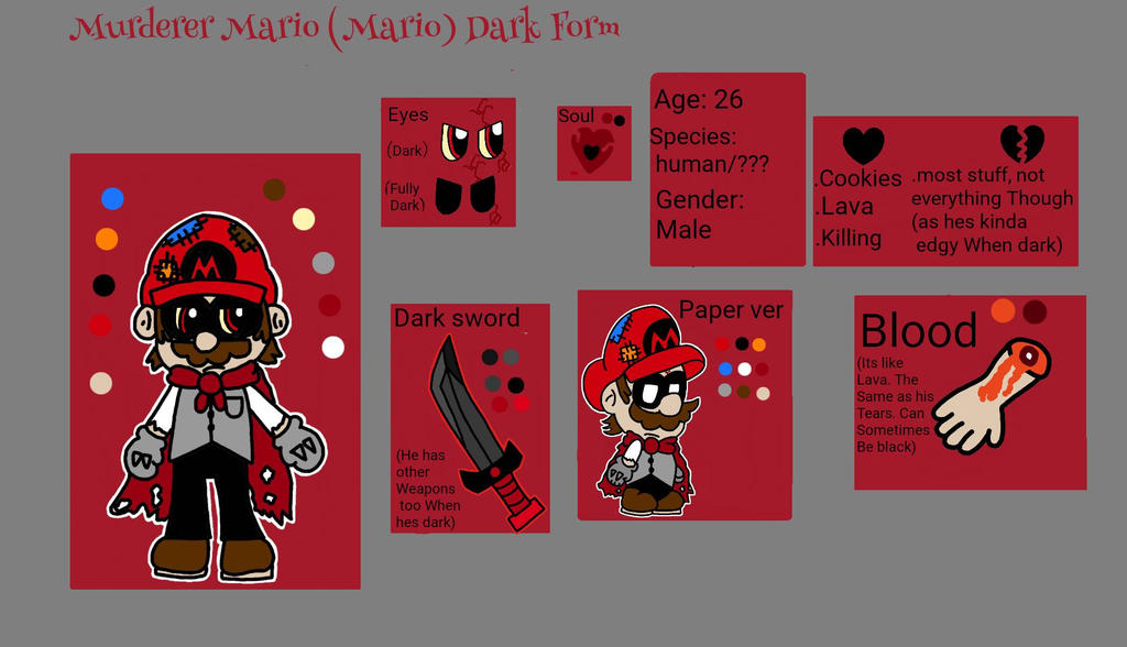 Murderer Mario Dark Form Ref Sheet Read Desc By Murderermariocookie