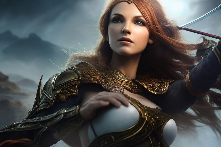 Auburn Haired In Armor Woman Middle Portrait 001 By Jackytorum On